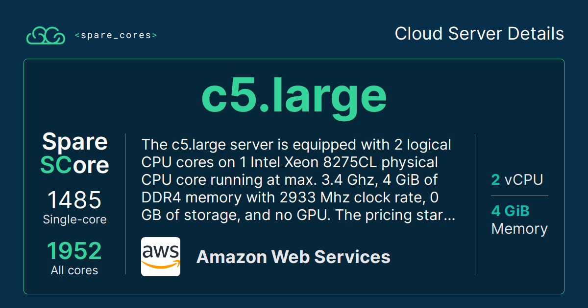 c5.large by Amazon Web Services - Spare Cores