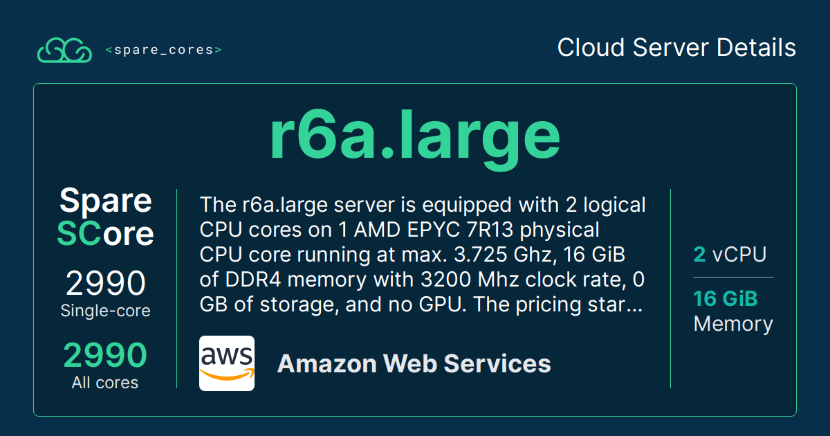 r6a.large by Amazon Web Services - Spare Cores