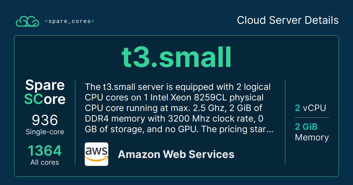 t3.small by Amazon Web Services - Spare Cores
