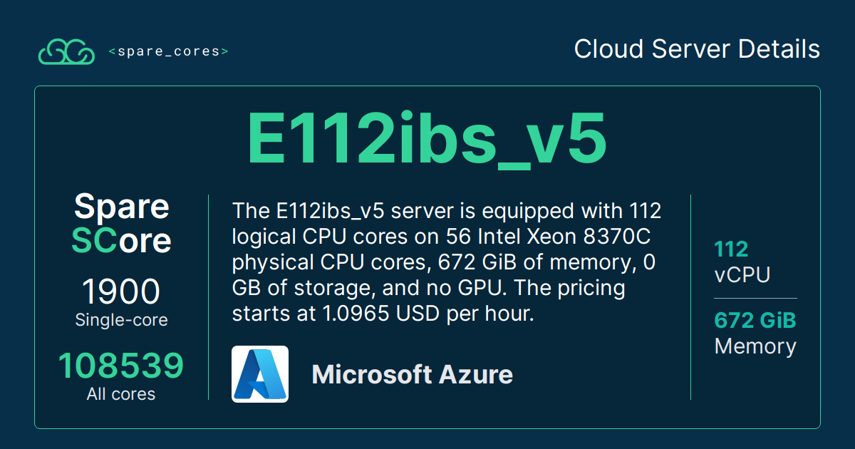 E112ibs_v5 by Microsoft Azure - Spare Cores