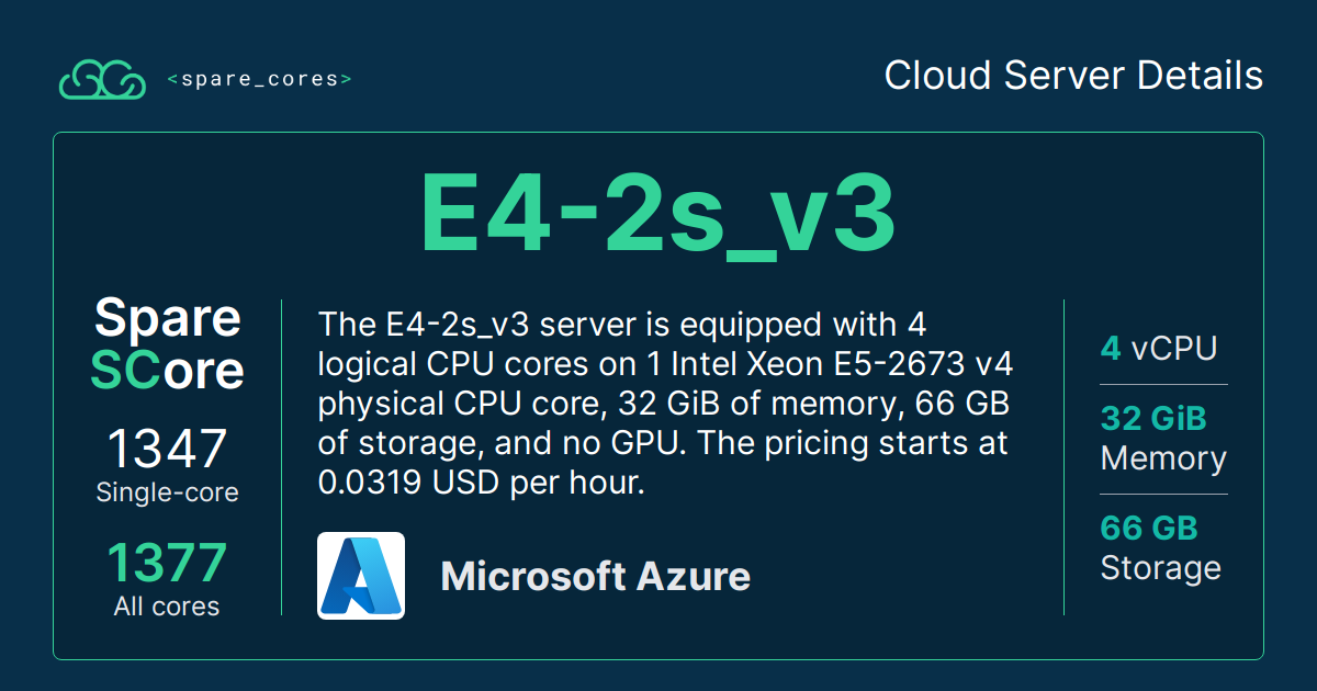 E4-2s_v3 by Microsoft Azure - Spare Cores