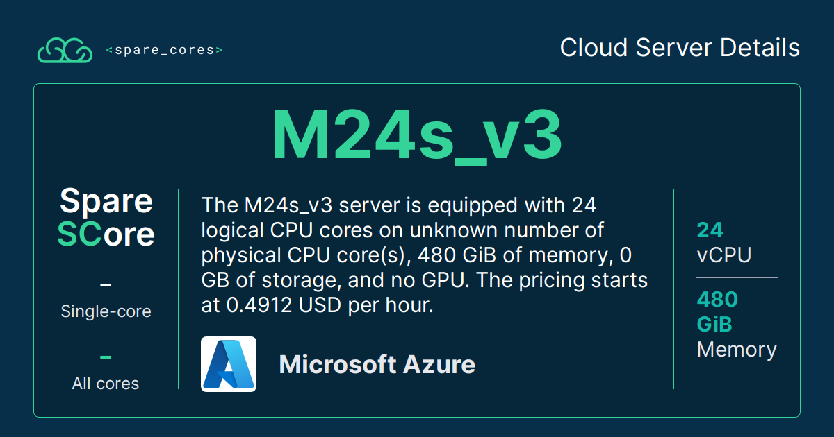 M24s_v3 by Microsoft Azure - Spare Cores