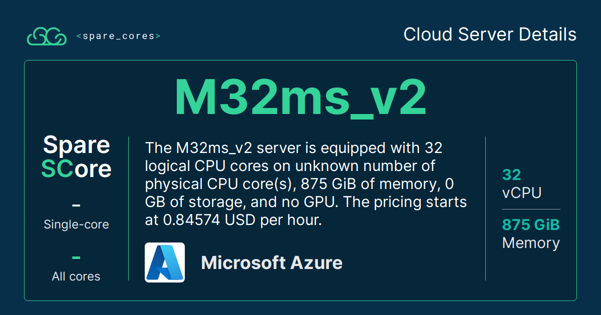 M32ms_v2 by Microsoft Azure - Spare Cores