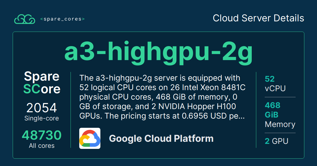 a3-highgpu-2g by Google Cloud Platform - Spare Cores